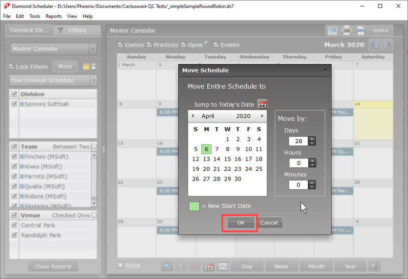 Move Season's Start Date - Cactusware